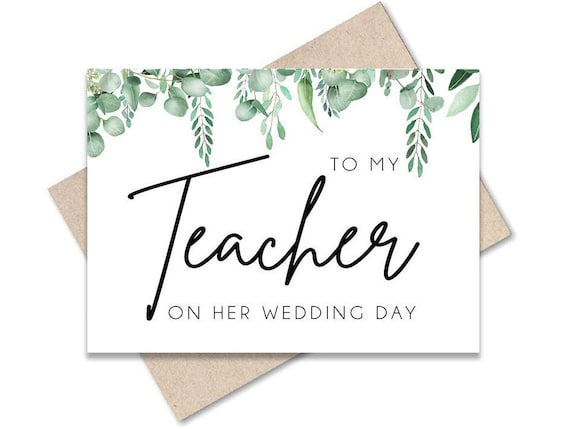 To My Teacher on Her Wedding Day Wedding Gift Wedding Card for | Etsy