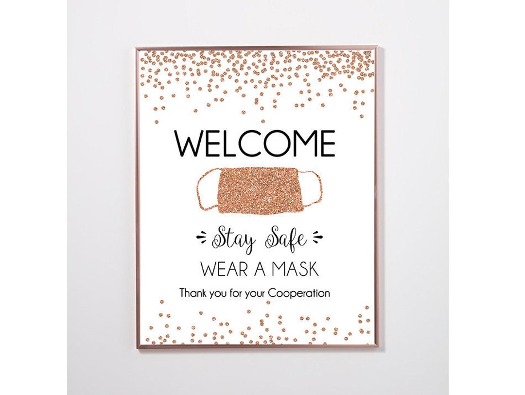 Wear a Mask Welcome Sign Printable, Baby Shower Mask Sign, Baptism Mask ...