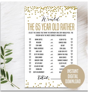 Gold 65th Birthday Game Bundle, Printable, 65th Birthday Party Activity ...