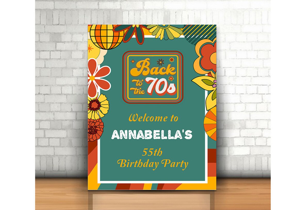 Editable Retro Party Welcome Sign Printable Floral Welcome - Etsy