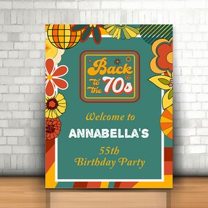Editable Retro Party Welcome Sign, Printable Floral Welcome Sign, Retro ...