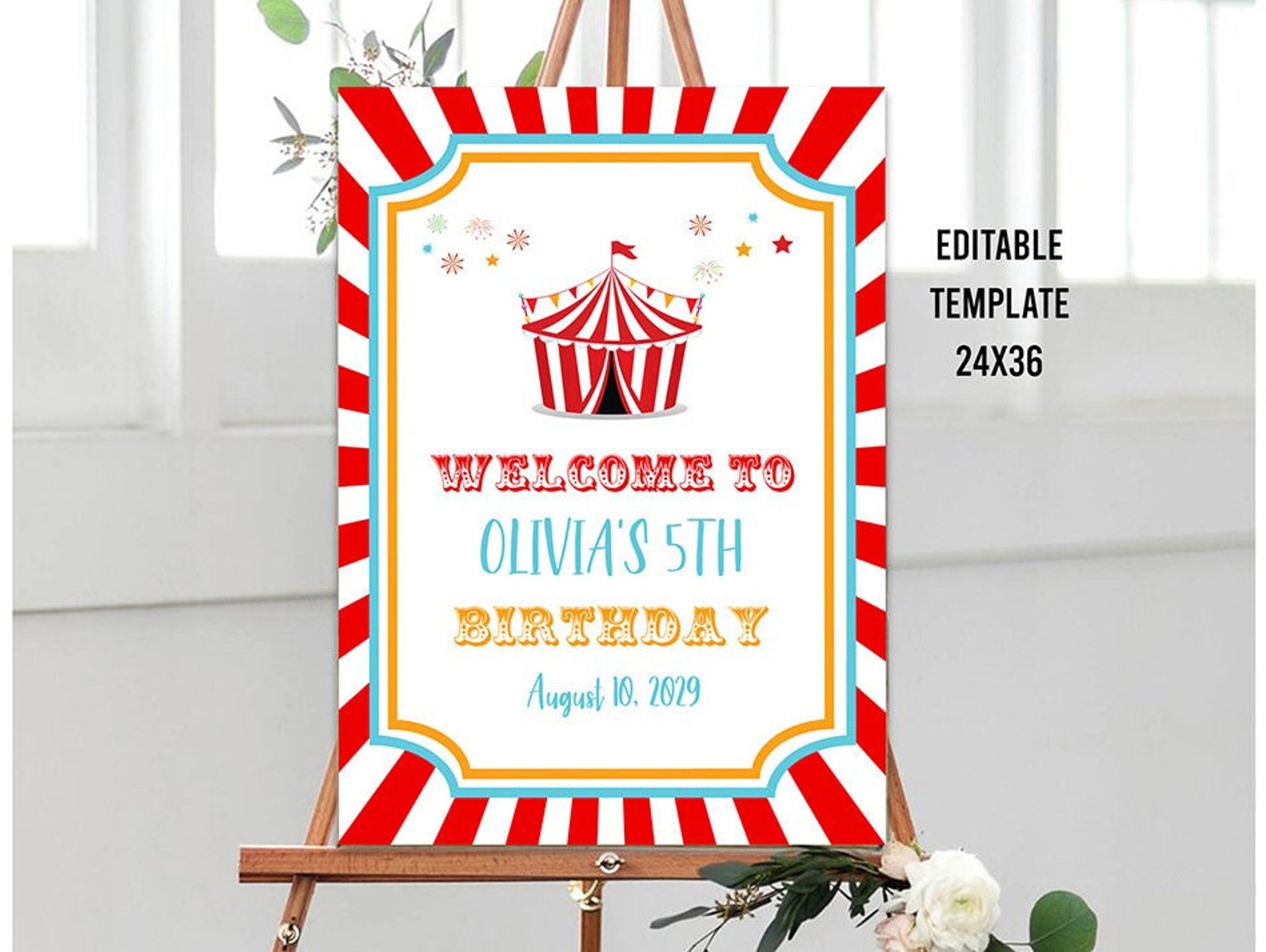 Editable Carnival Party Welcome Sign, Printable Circus Welcome Sign ...