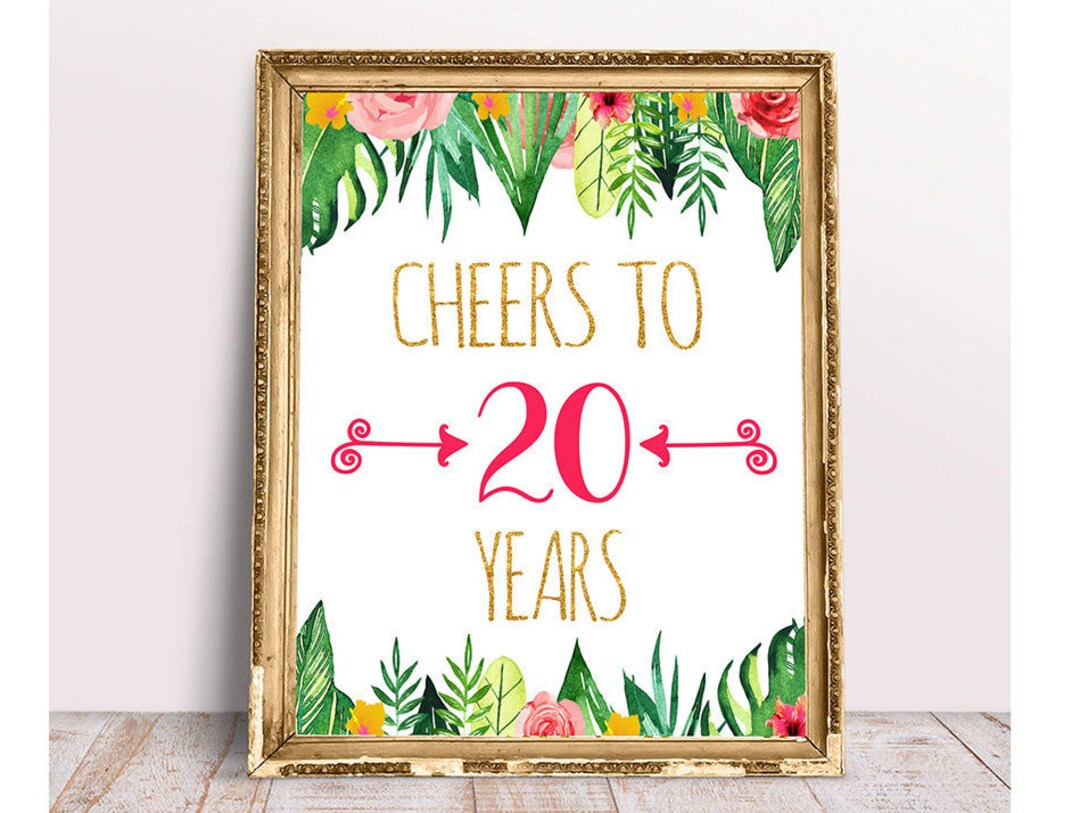 Tropical 20th Birthday, Cheers to 20 Years, Happy 20th Birthday, 20th ...