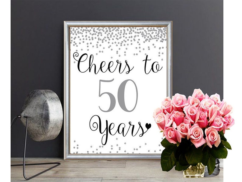 Cheers to 50 Years Happy 50th Birthday 50th Birthday Sign | Etsy