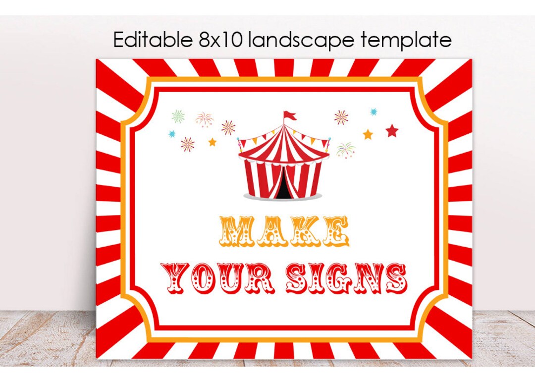 Editable Carnival Party Sign, Printable, Circus Tent Sign, Circus ...