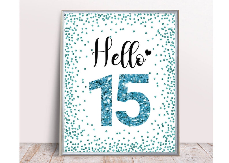 Blue 15th Birthday Sign Hello 15 Cheers to 15 Years Ligh - Etsy
