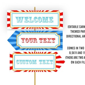 Editable Carnival Directional Arrows, Circus Arrows, Printable Carnival ...
