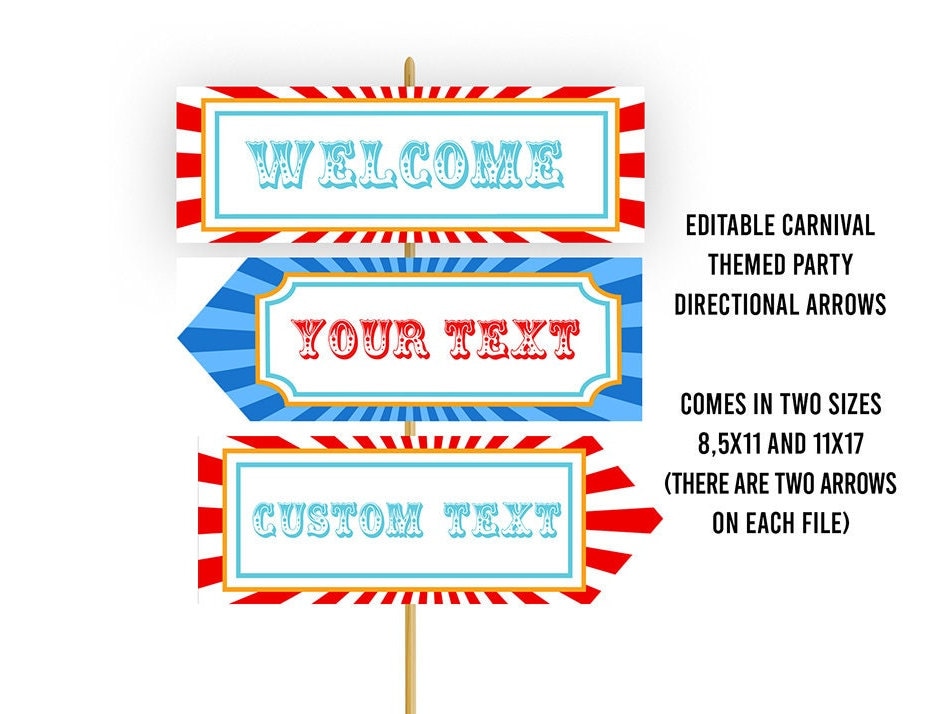 Editable Carnival Directional Arrows, Circus Arrows, Printable Carnival ...