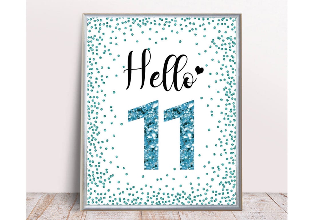 Blue Hello 11 Sign, Cheers to 11 Years, 11th Birthday Sign, 11th ...