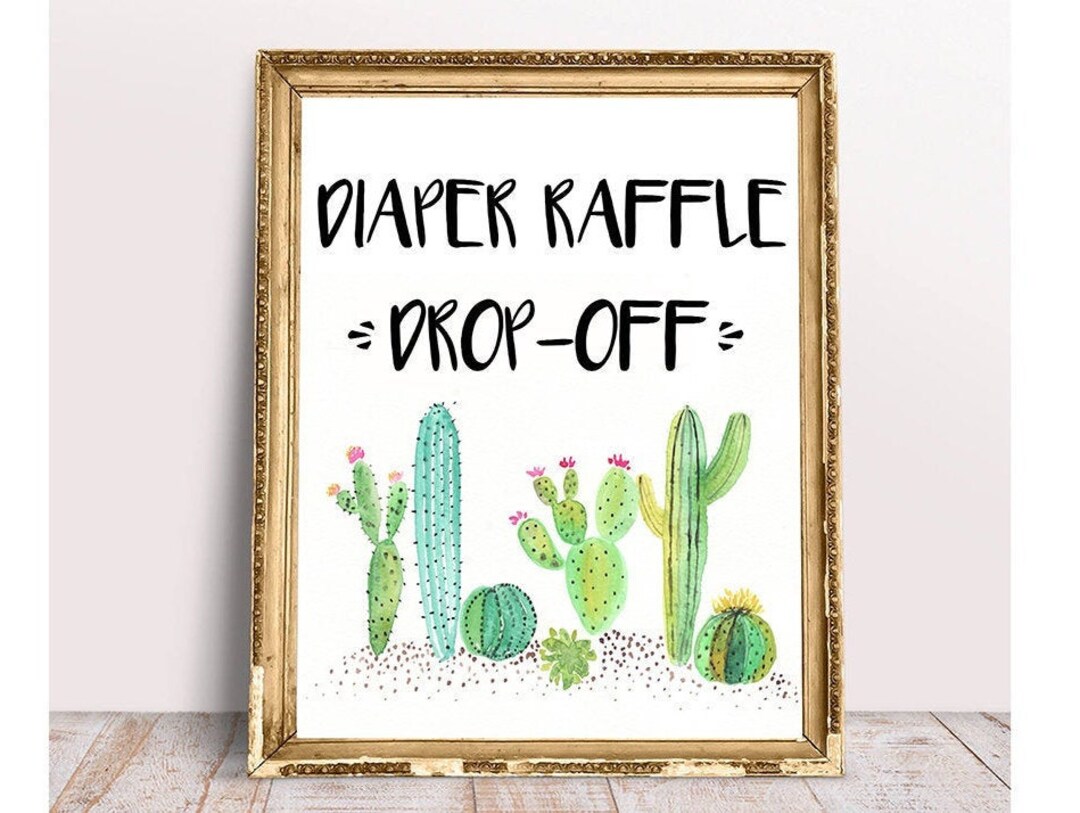Diaper Raffle Drop-off Sign, Cactus Diaper Raffle Sign, Cactus Baby ...