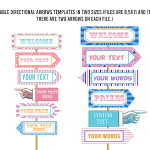 Editable Carnival Signs Direction Arrows, Pink Circus Arrows, Printable ...