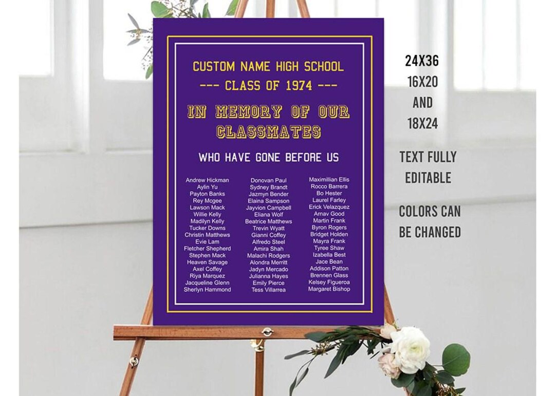 Editable in Memory Sign for Class Reunion, Reunion Memorial Classmates ...