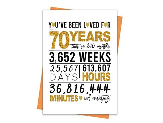 Gold 70th Birthday Card Printable Birthday Card 70th | Etsy