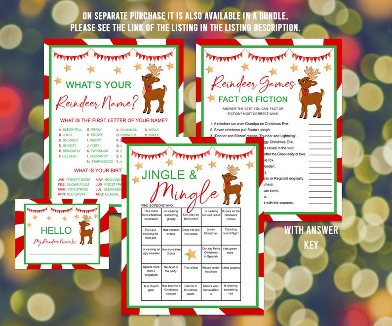 Reindeer Games Trivia Game, Printable, Fact or Fiction, Christmas True ...