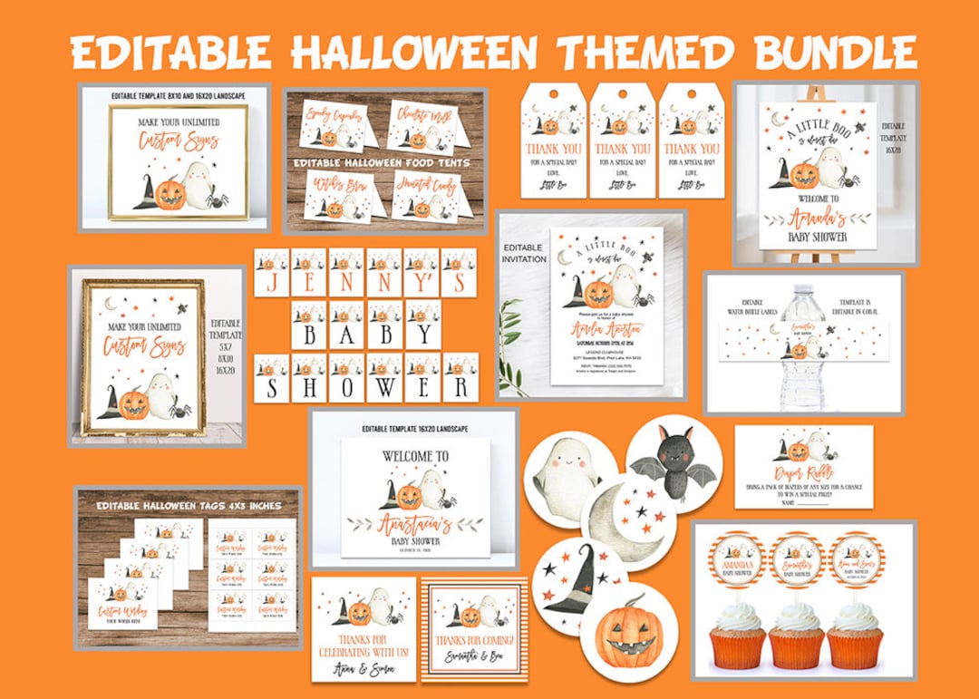 Halloween Theme Party Bundle, Invitations & Decorations, Printable ...