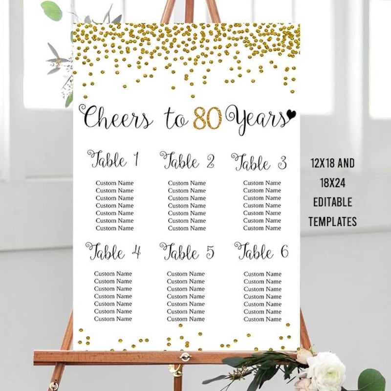 80 Birthday Seating Chart - Etsy