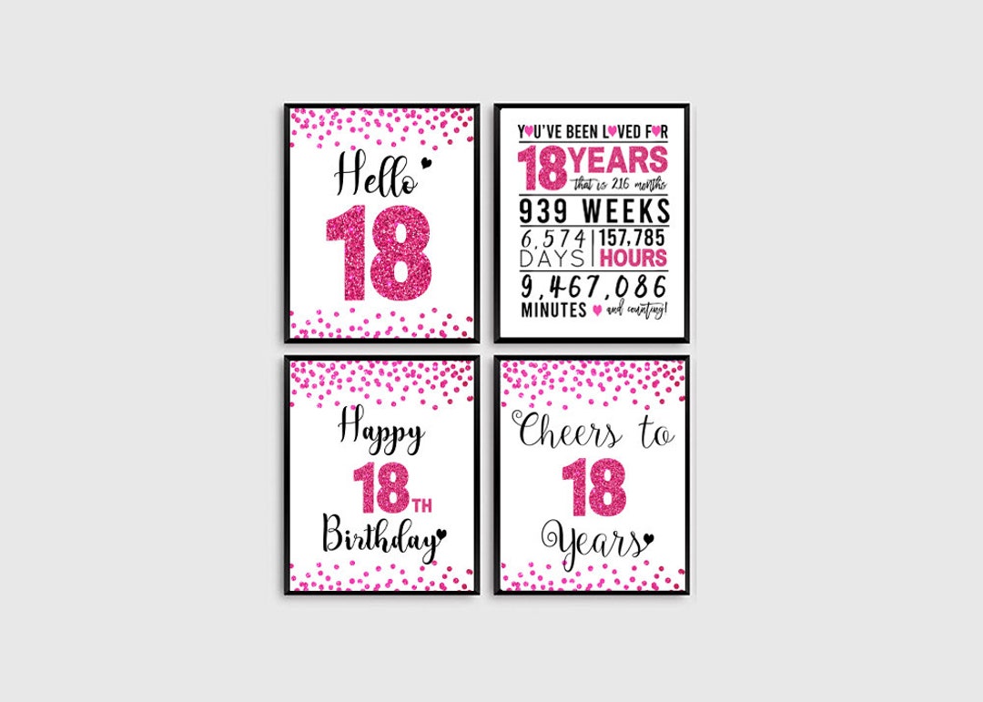 18th Birthday Signs Bundle, Cheers to 18 Years, Hello 18, Happy 18th ...