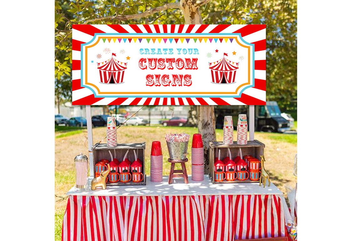 Editable Carnival Party Sign, 29.5x12.3, Printable, Circus Tent Poster ...
