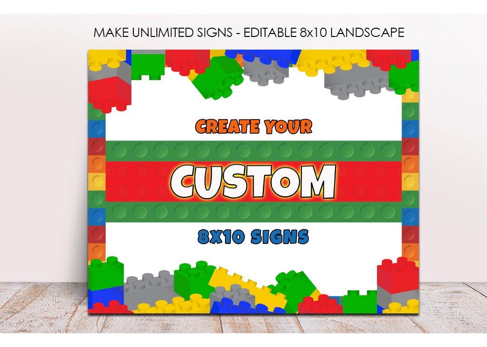 Editable Building Blocks Party Sign, Printable, Building Blocks Sign ...