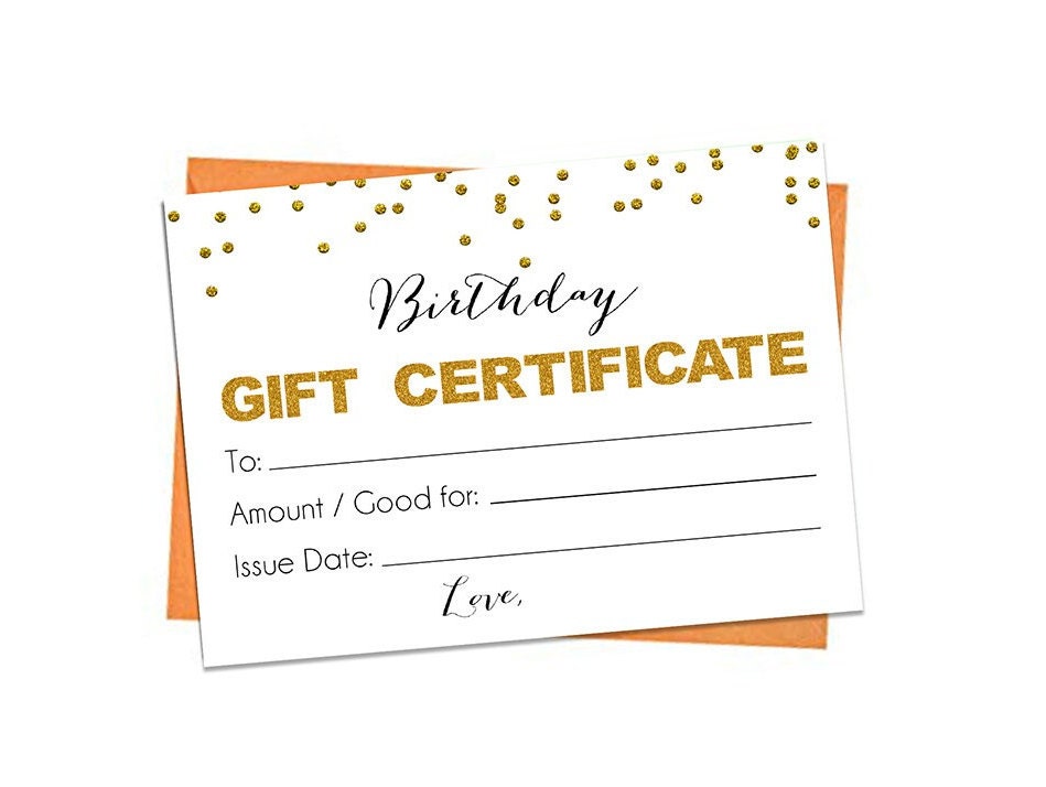 Gold Gift Certificate, Printable Gift Card, Gift Voucher, Printable ...