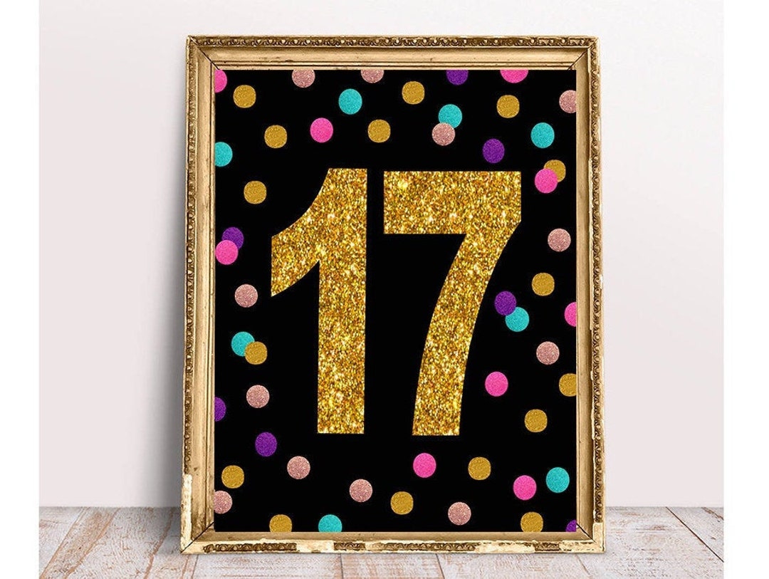 17th Birthday Sign, 8x10, 5x7, Cheers to 17 Years, Happy 17th Birthday ...