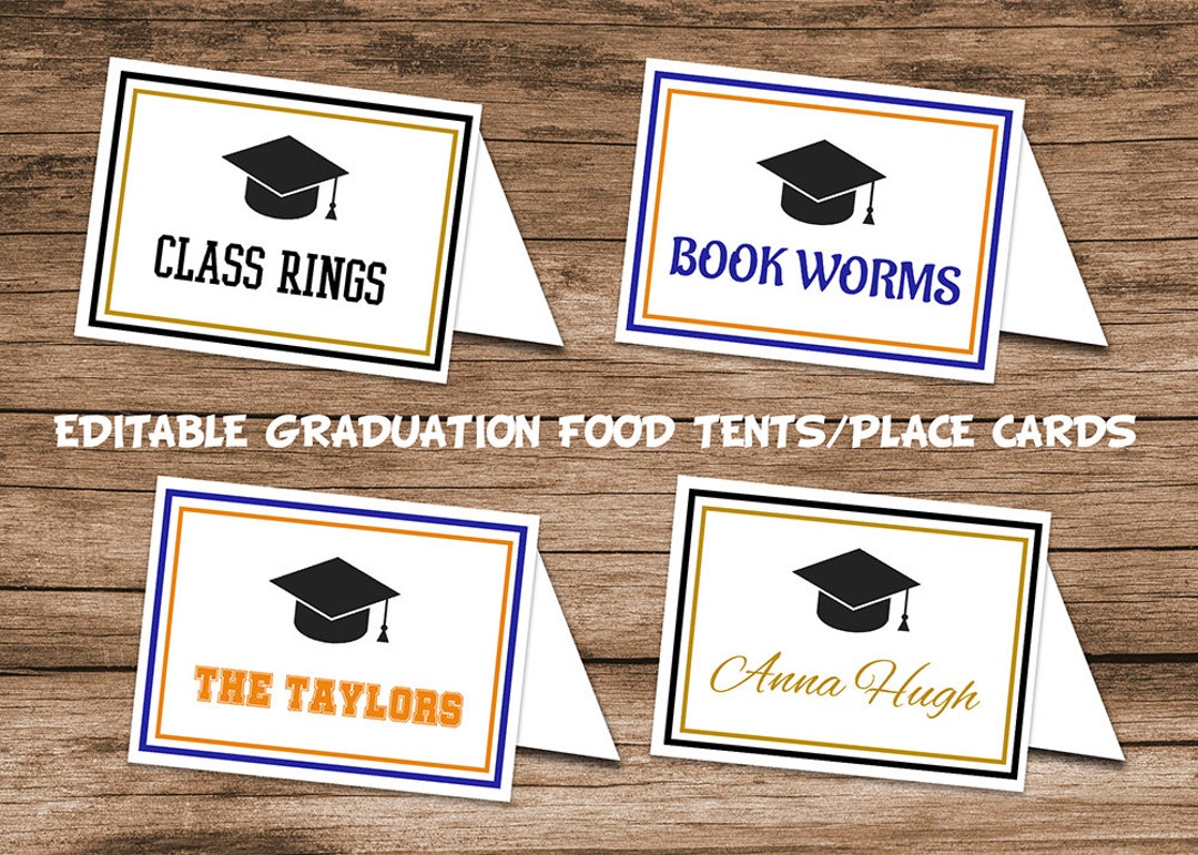 Graduation Party Food Label Template, Printable Grad Buffet Tent Cards ...