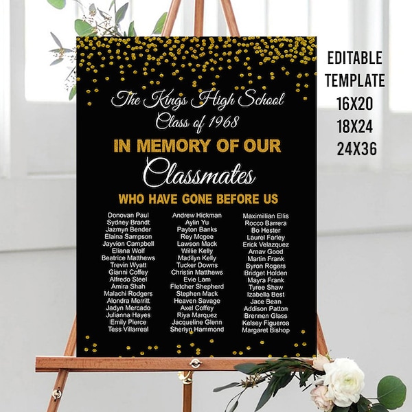 Class Memorial Poster - Etsy