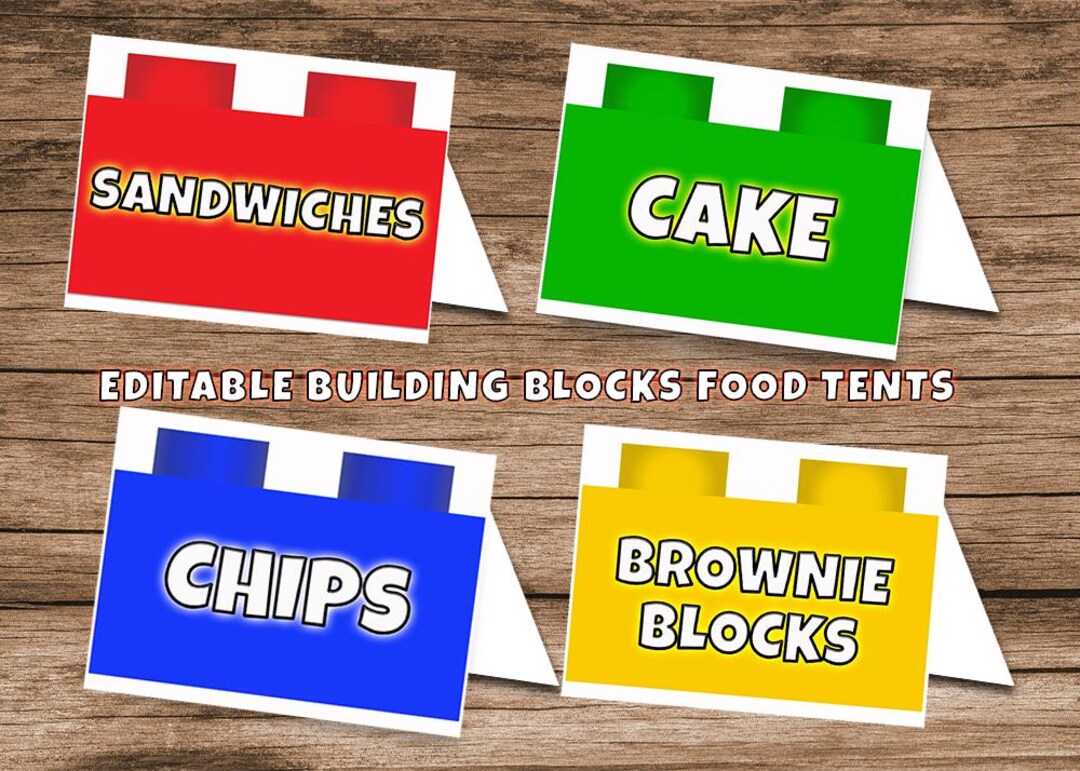 Editable Building Blocks Food Tent, Printable, Bricks Tent Template ...