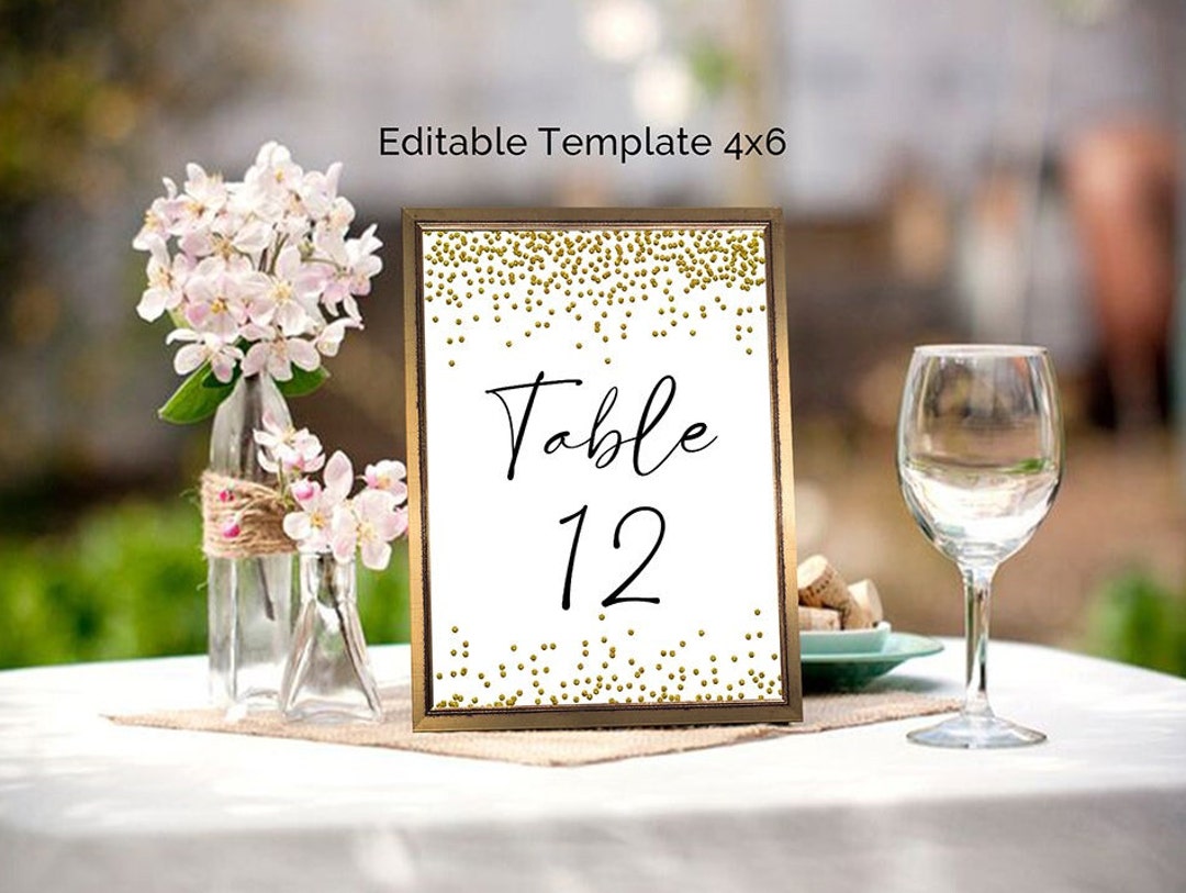 Editable Table Numbers, Printable Table Numbers, Confetti Table Number ...