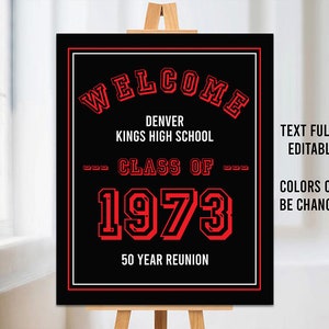 Editable Class Reunion Sign, Printable, Class Reunion Poster, Any Year ...