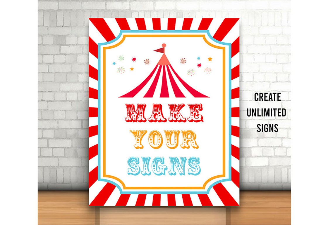 Editable Carnival Party Sign, Printable, Circus Tent Canopy, Circus ...