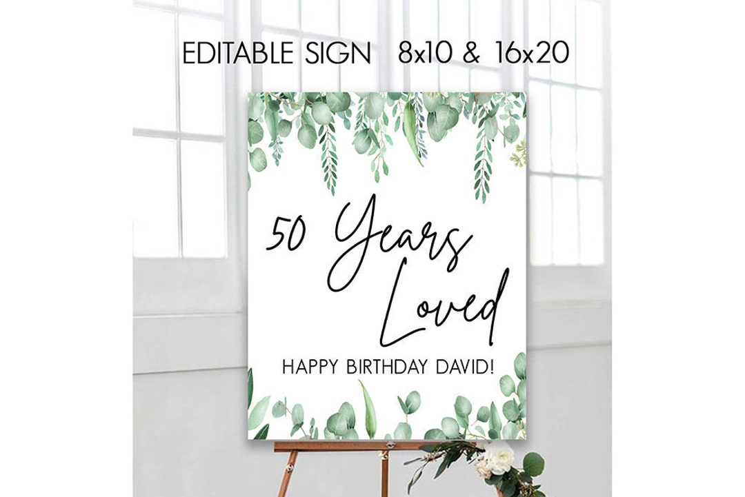 Editable Birthday Sign, Greenery Birthday Sign, Editable Birthday ...