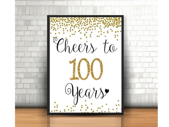 100th Birthday Sign Cheers to 100 Years Sign Printable - Etsy Finland