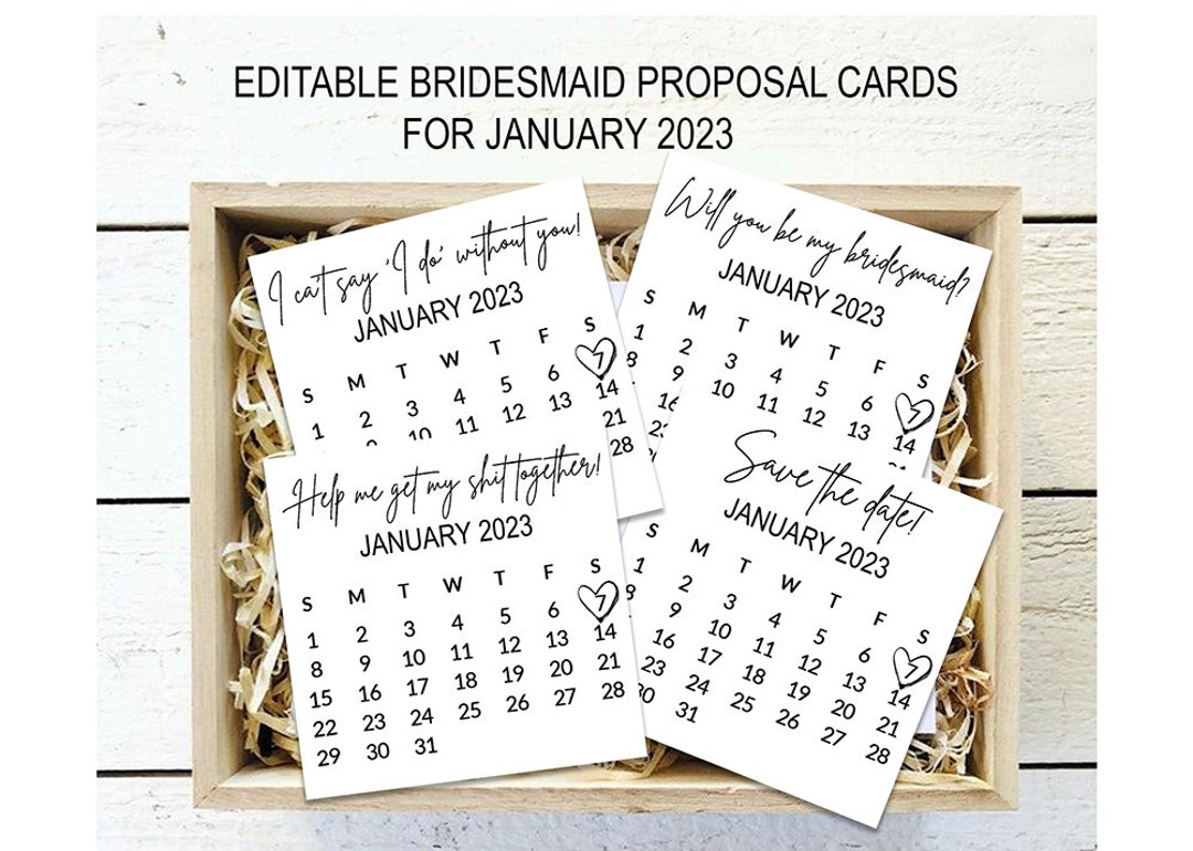 Editable Bridesmaid Calendar Proposal, Template, Printable, Bridesmaid ...