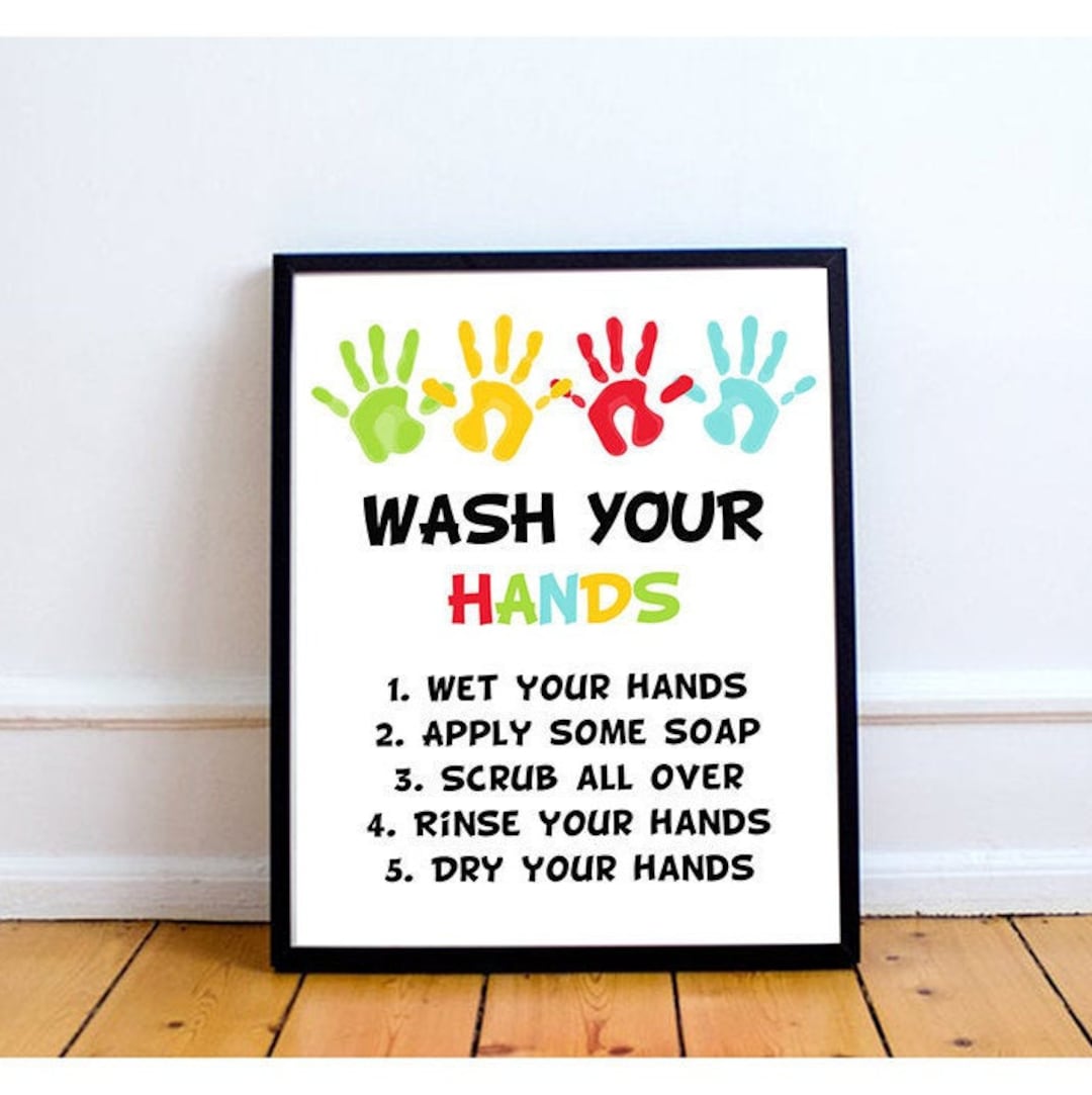 Wash Your Hands Sign Printable - Kids Bathroom Art - Wash Hands Sign ...