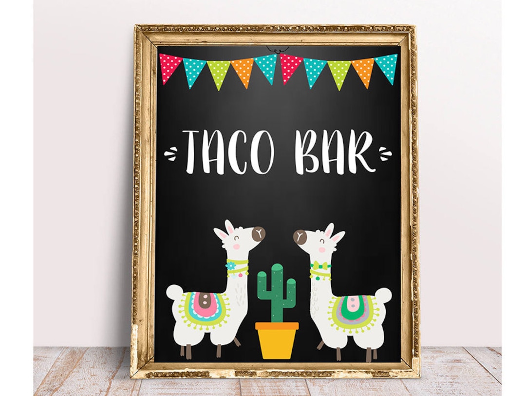 Taco Bar, Taco Bar Sign, Mexican Bridal Shower, Spanish Baby Shower ...
