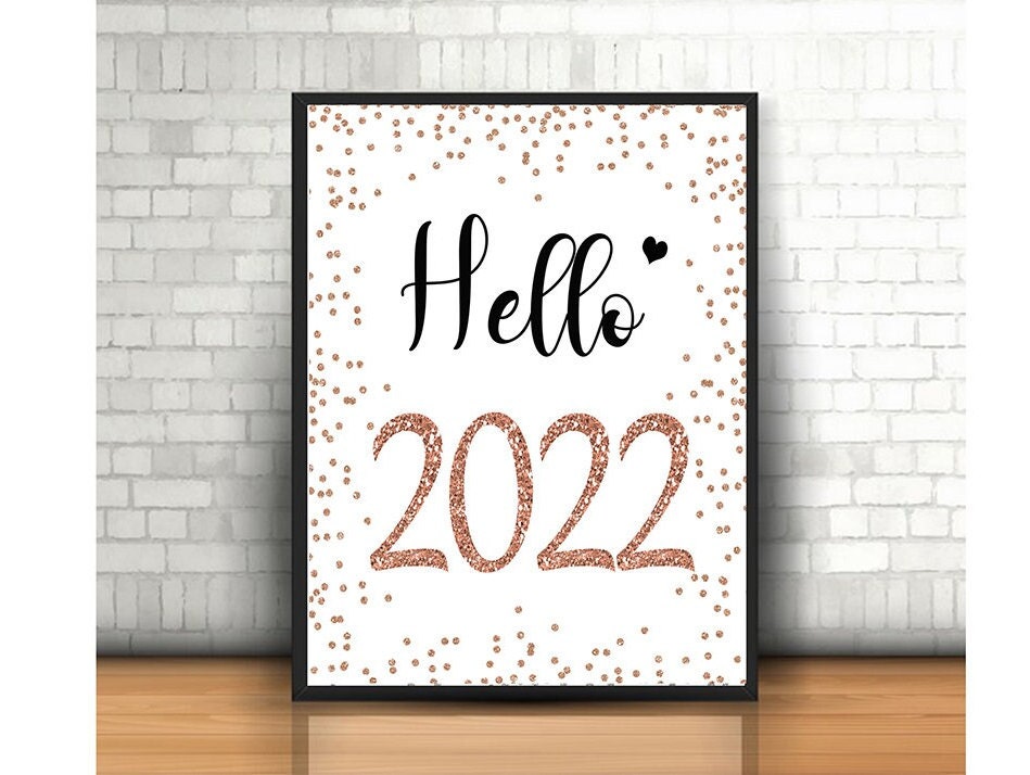 Hello 2022 5x7 8x10 New Year Eve Rose Gold Glitter New | Etsy
