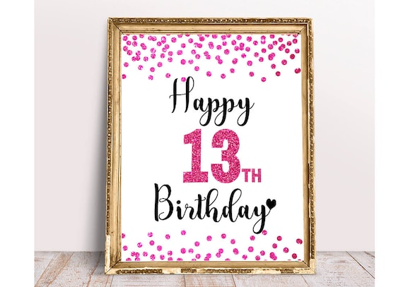 Happy 13th Birthday Signs 13th Birthday Backdrop Banner Official