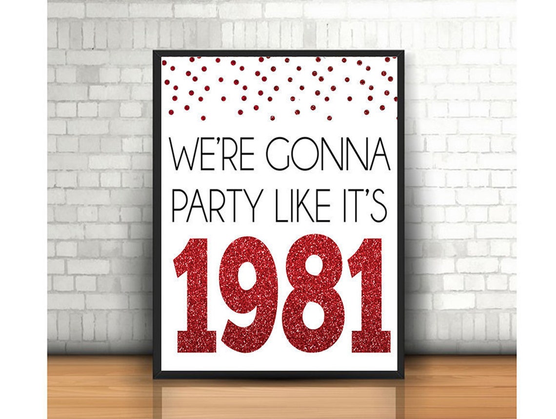 Red Anniversary Sign Red 40th Birthday Cheers to 40 Years | Etsy