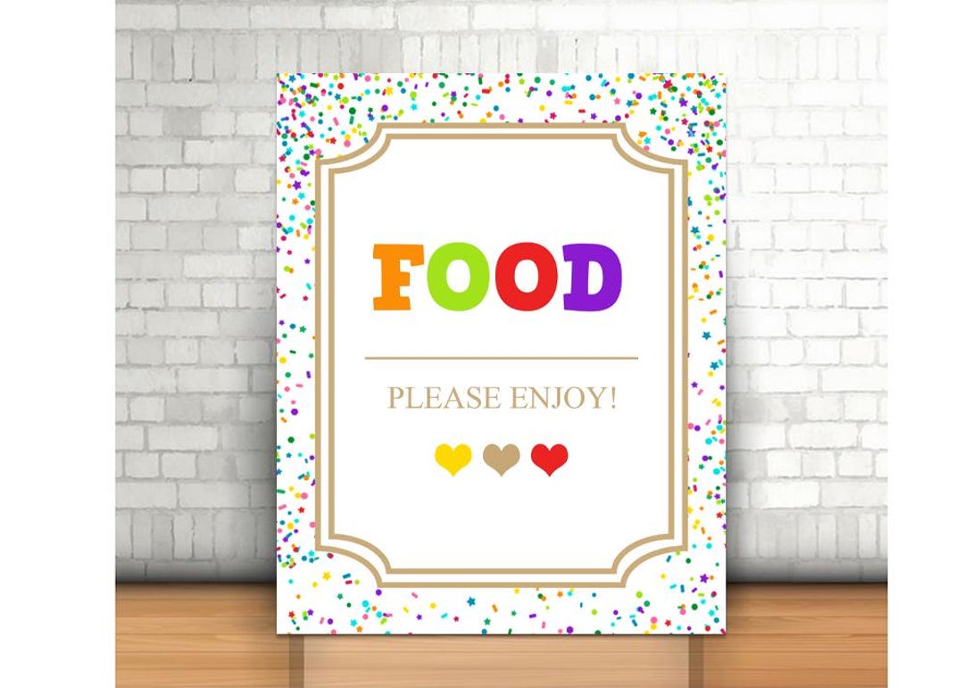 Rainbow Sprinkles Food Sign, Printable Birthday Party Buffet Table Sign ...