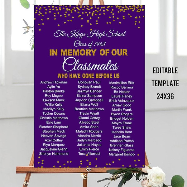 Memorial Poster Template Class Reunion - Etsy