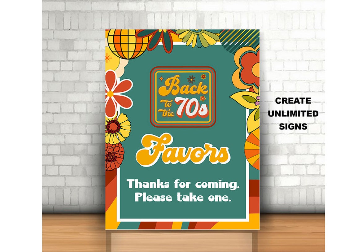 Editable Retro Party Sign Printable Retro Floral Sign Retro - Etsy