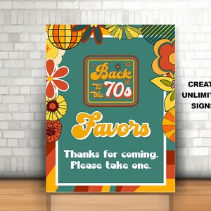 Editable Retro Party Sign, Printable, Retro Floral Sign, Retro Birthday ...