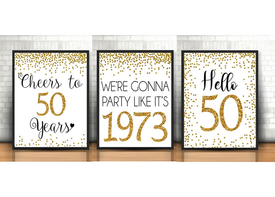 50th Birthday Decoration, 50th Birthday Signs Bundle, Cheers to 50 ...