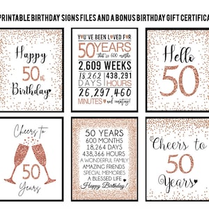 50th Birthday Signs Bundle, Cheers to 50 Years, Hello 50, Happy 50th ...