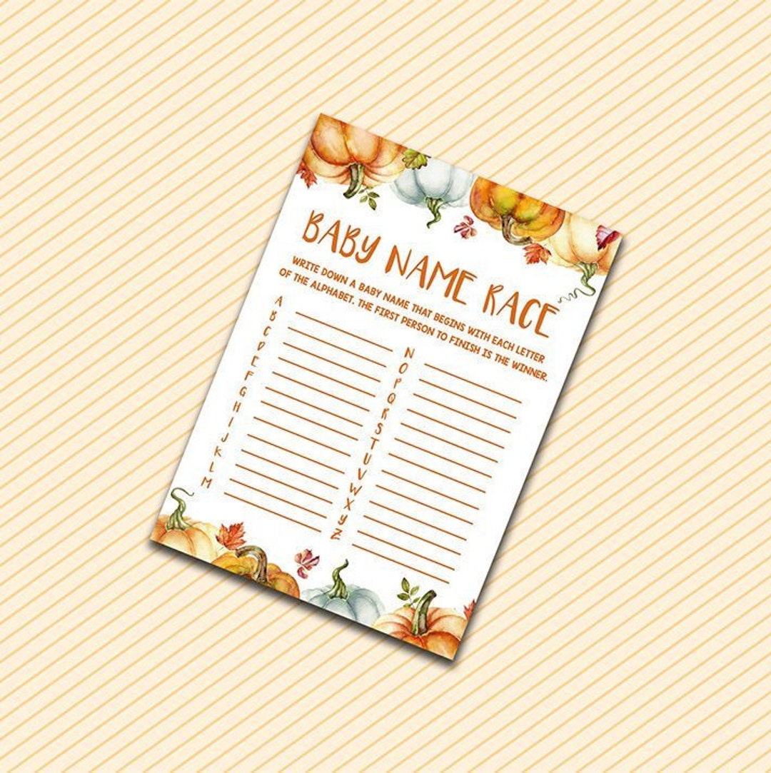 Baby Shower Games, Baby Name Race, Printable Fall Baby Shower Game ...