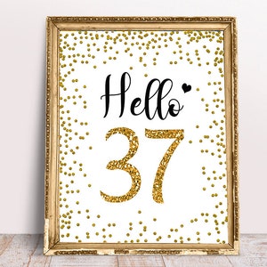 37th Birthday Signs Bundle, Cheers to 37 Years, Hello 37, Happy 37th ...