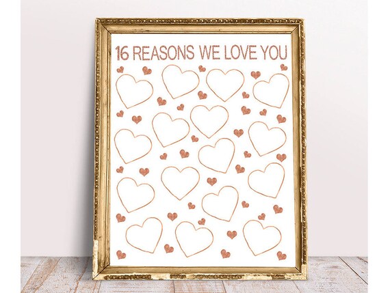 16 Reasons We Love You Printable 16th Birthday Gift for Her | Etsy