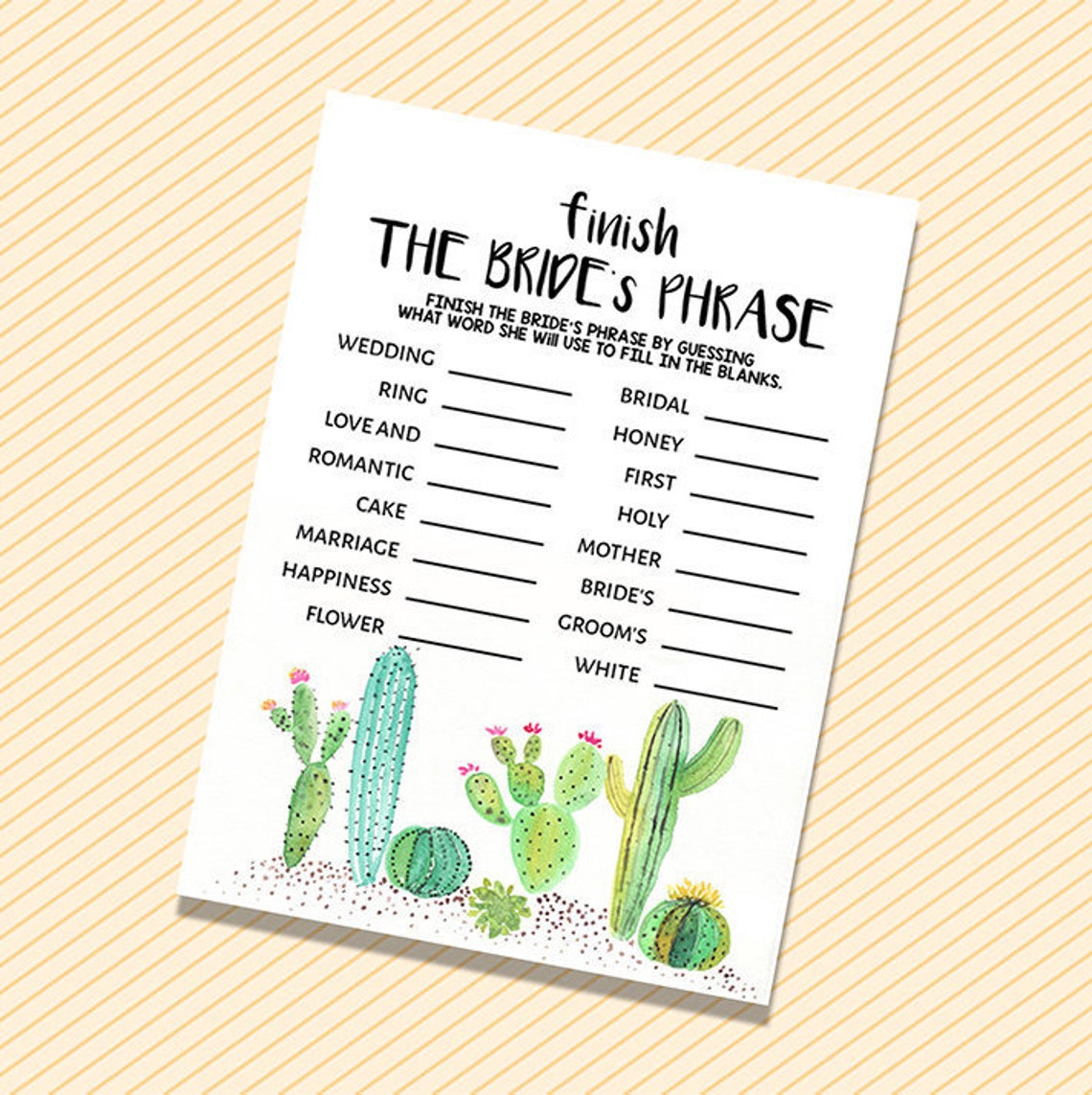 Bridal Shower Games Fiesta Bridal Shower Games Bundle Cactus - Etsy
