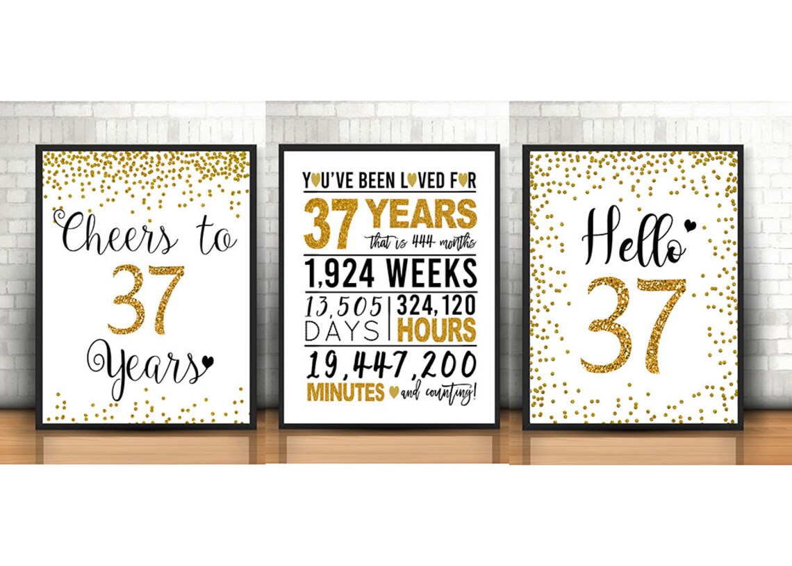 37th Birthday Signs Bundle Cheers to 37 Years Hello 37 - Etsy